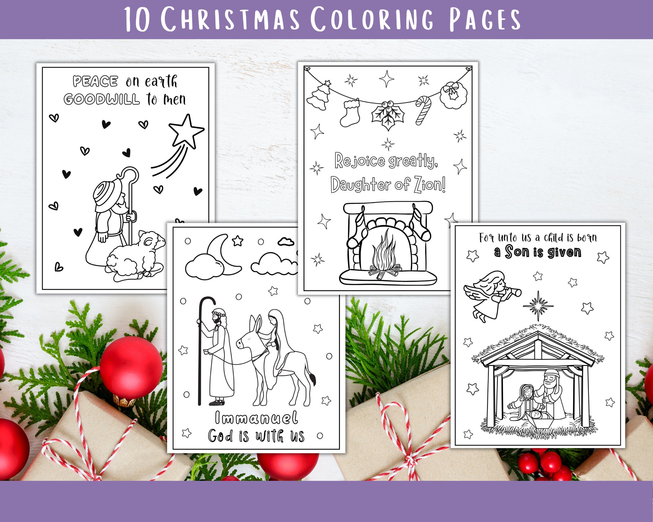 10 Christmas Bible Verse Coloring, Christmas Coloring Pages for Kids ...