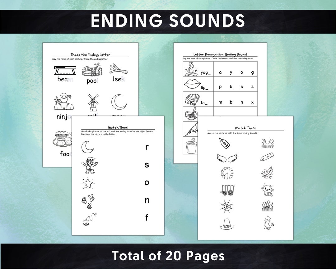 Ending Sound Worksheets, Homeschooling Worksheet, Educational Worksheet ...