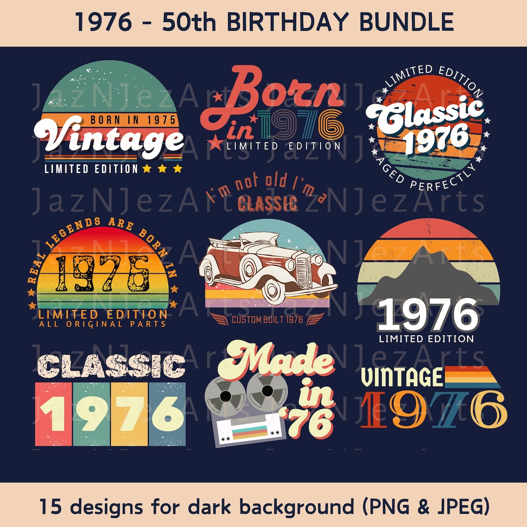 1976 50th Birthday PNG Bundle 50th Birthday Gift for Women 50th ...