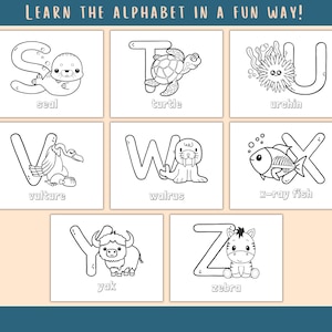 26 Animal Alphabet Coloring Pages for Kids, Alphabet Coloring Page ...