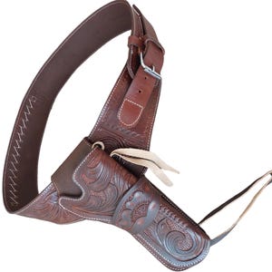 Western Gun Holster Belt Old West Custom Genuine Leather Handmade ...