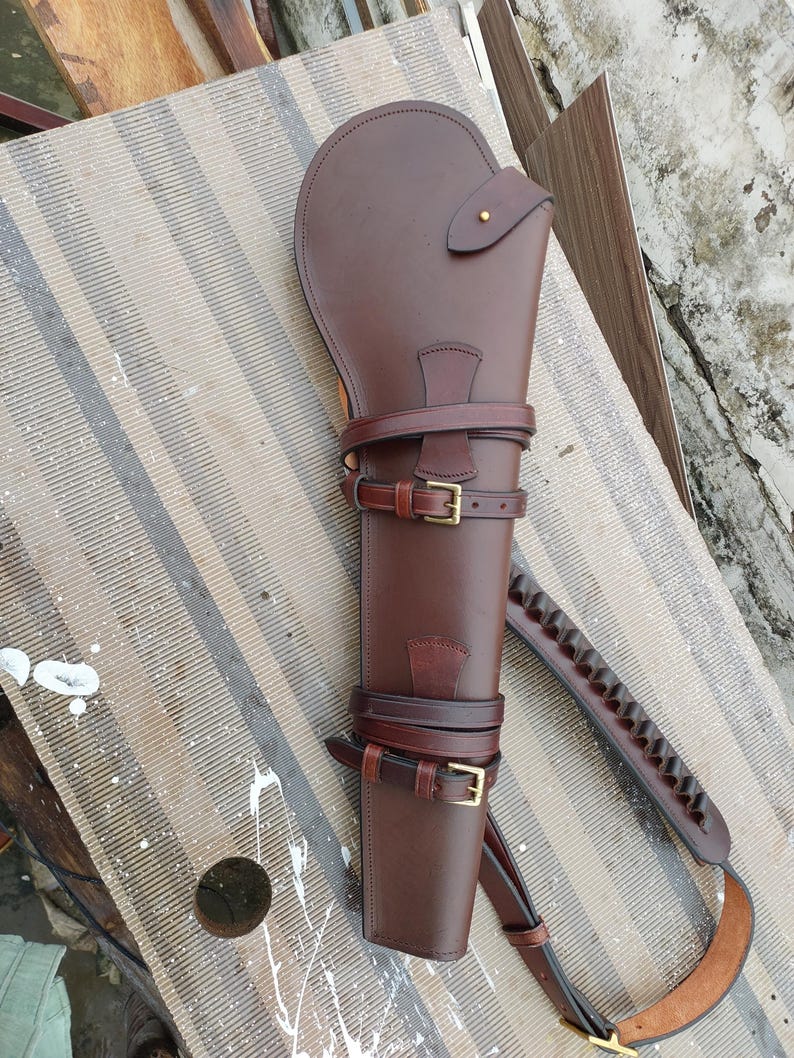 Leather Rifle Scabbard Handmade Full-grain – 24" – Fits up to 16 ...