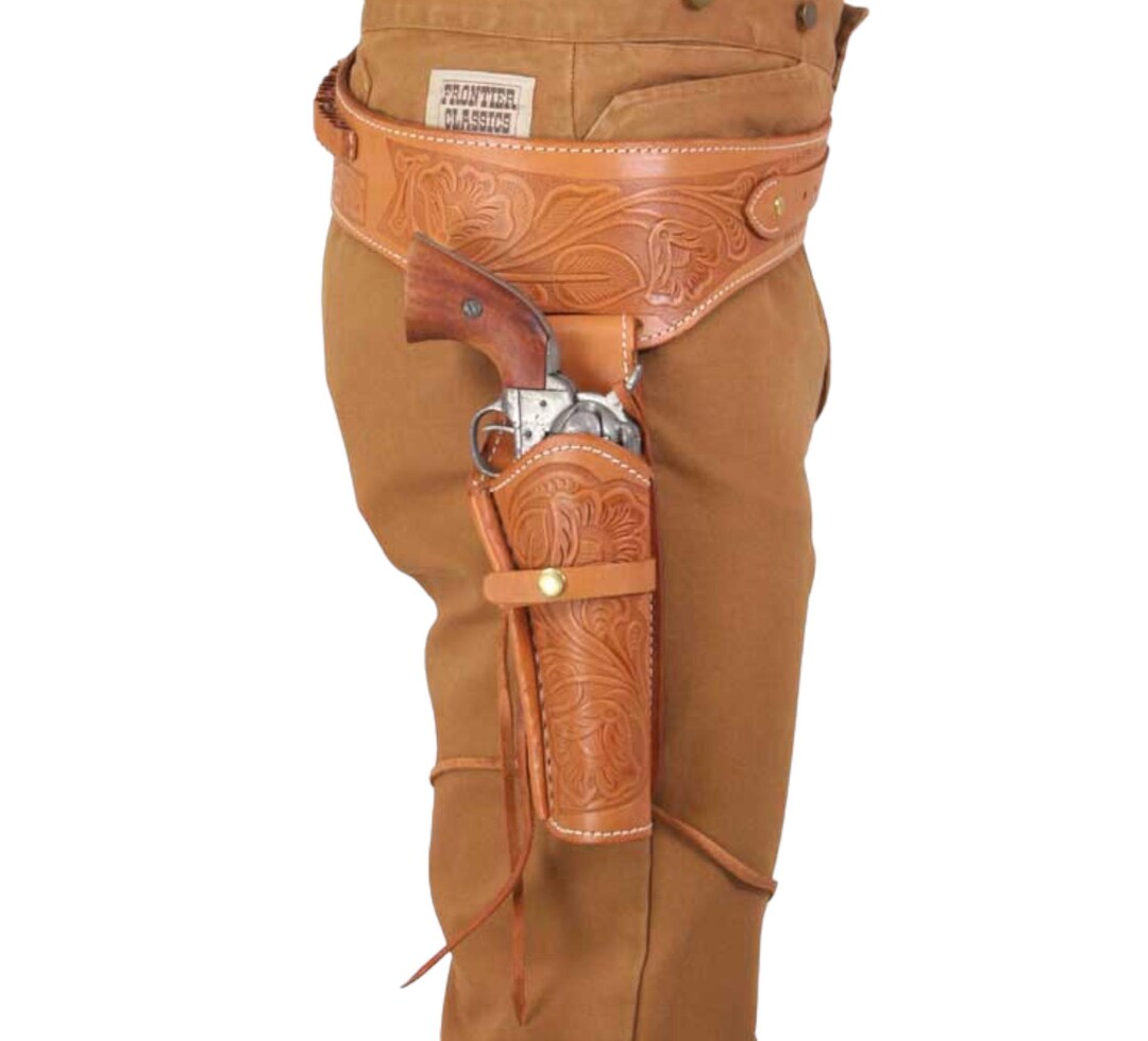 Revolver Holster Belt Western Cowboy Leather Made Custom Handmade Fit ...