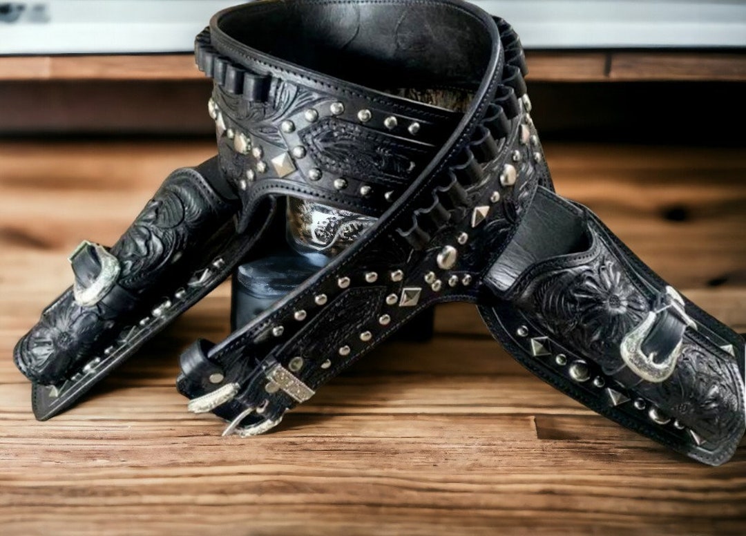 Revolver Holster Belt .22/.38/.357cal RIGHT and LEFT Tooled Leather ...