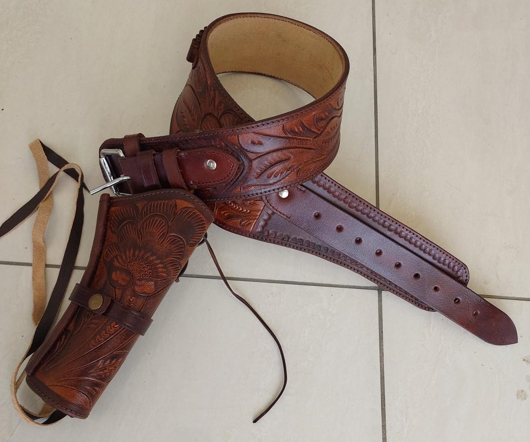 Gun Holster Belt Old West Custom Genuine Leather Handmade Western ...