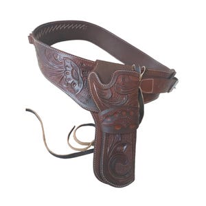 Western Gun Holster Belt Old West Custom Genuine Leather Handmade ...