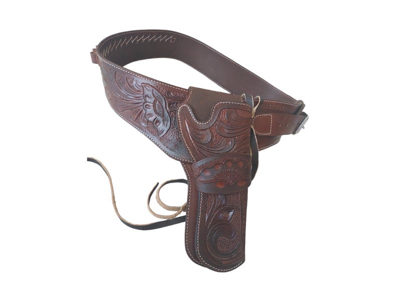 Western Gun Holster Belt Old West Custom Genuine Leather Handmade ...