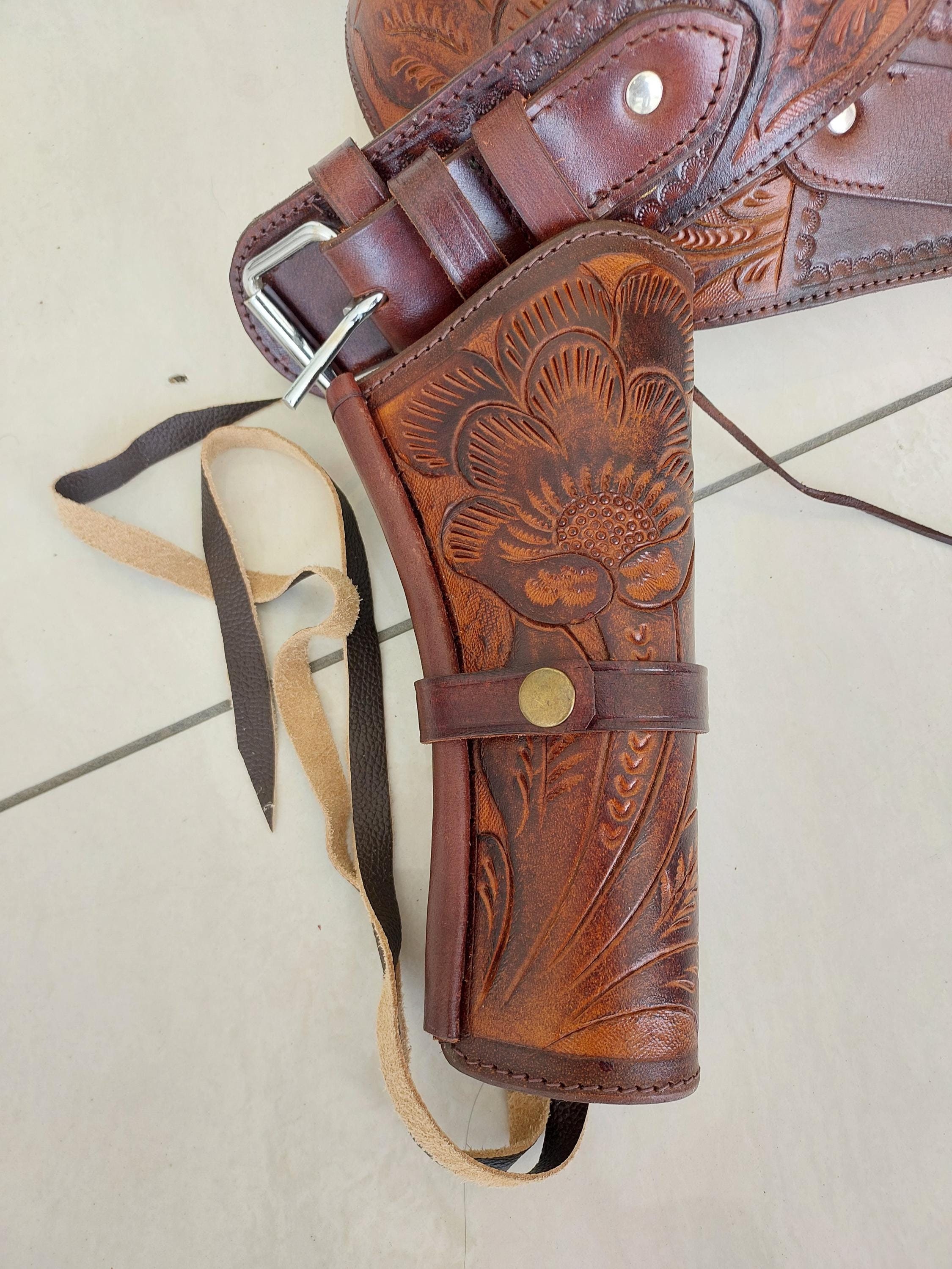 Gun Holster Belt Old West Custom Genuine Leather Handmade Western ...