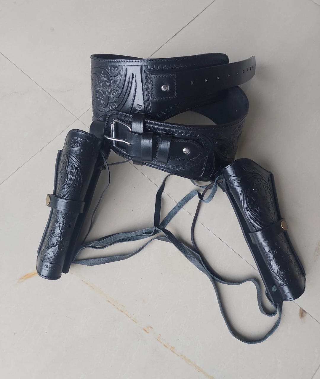 Revolver Dual Holster Belt Western Cowboy Leather Made Custom Handmade ...