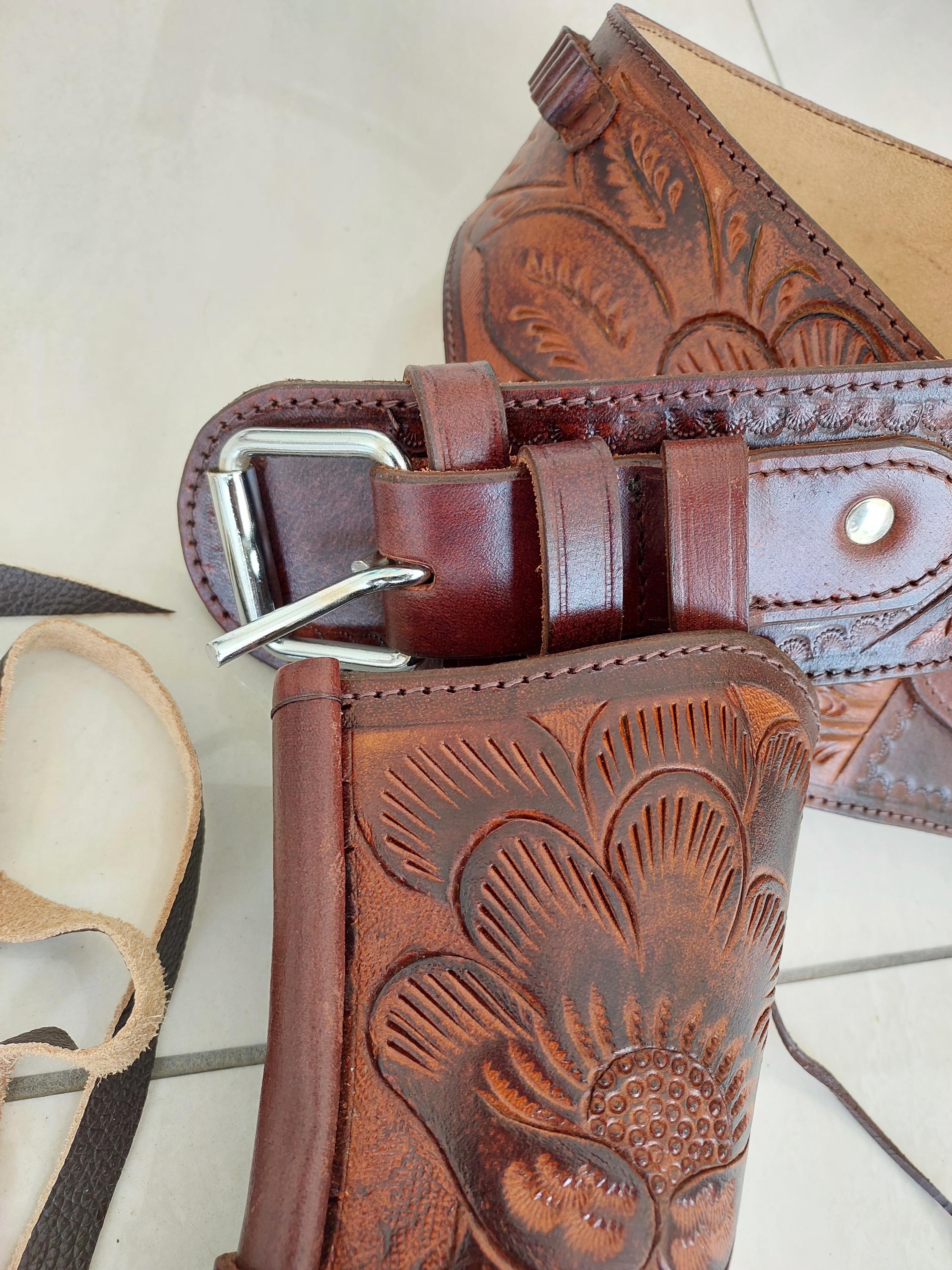 Gun Holster Belt Old West Custom Genuine Leather Handmade Western ...