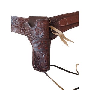 Western Gun Holster Belt Old West Custom Genuine Leather Handmade ...