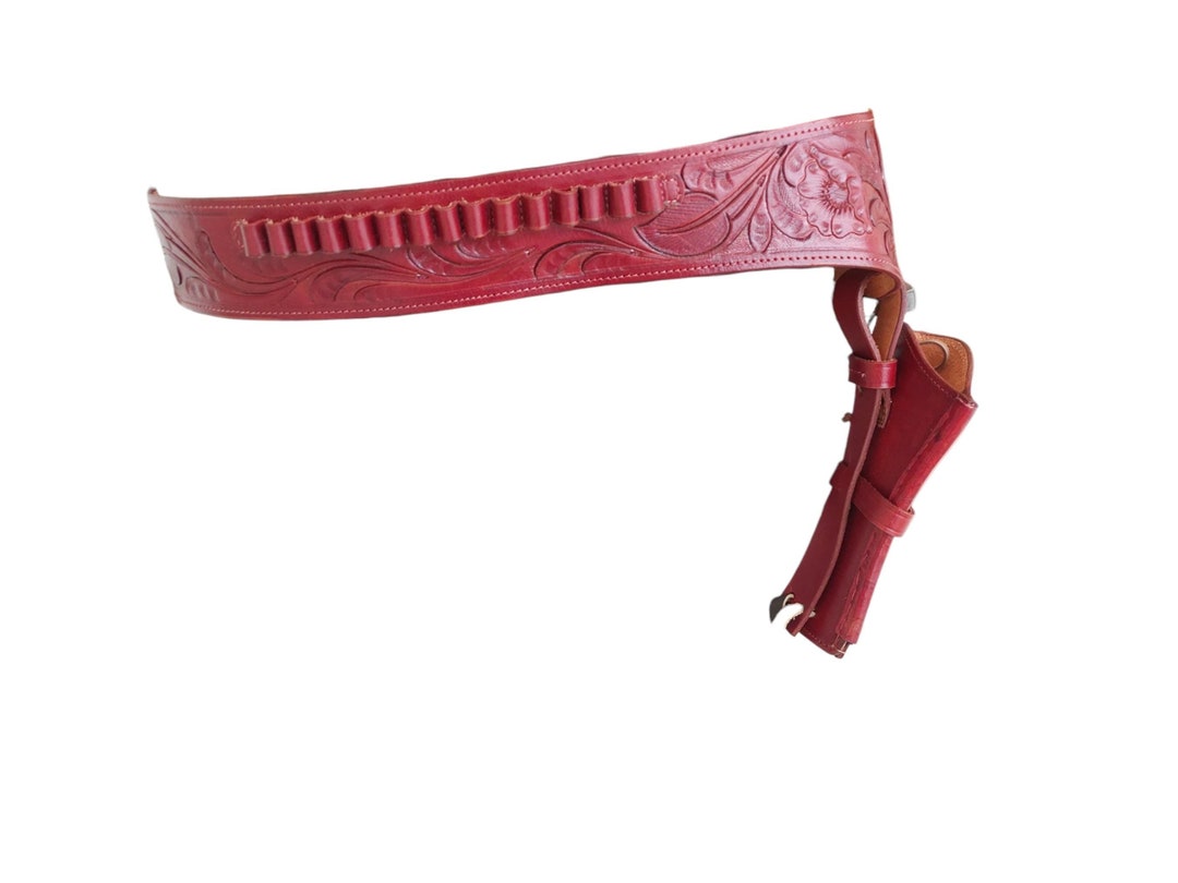 Western Gun Holster Belt Old West Custom Genuine Leather Handmade ...
