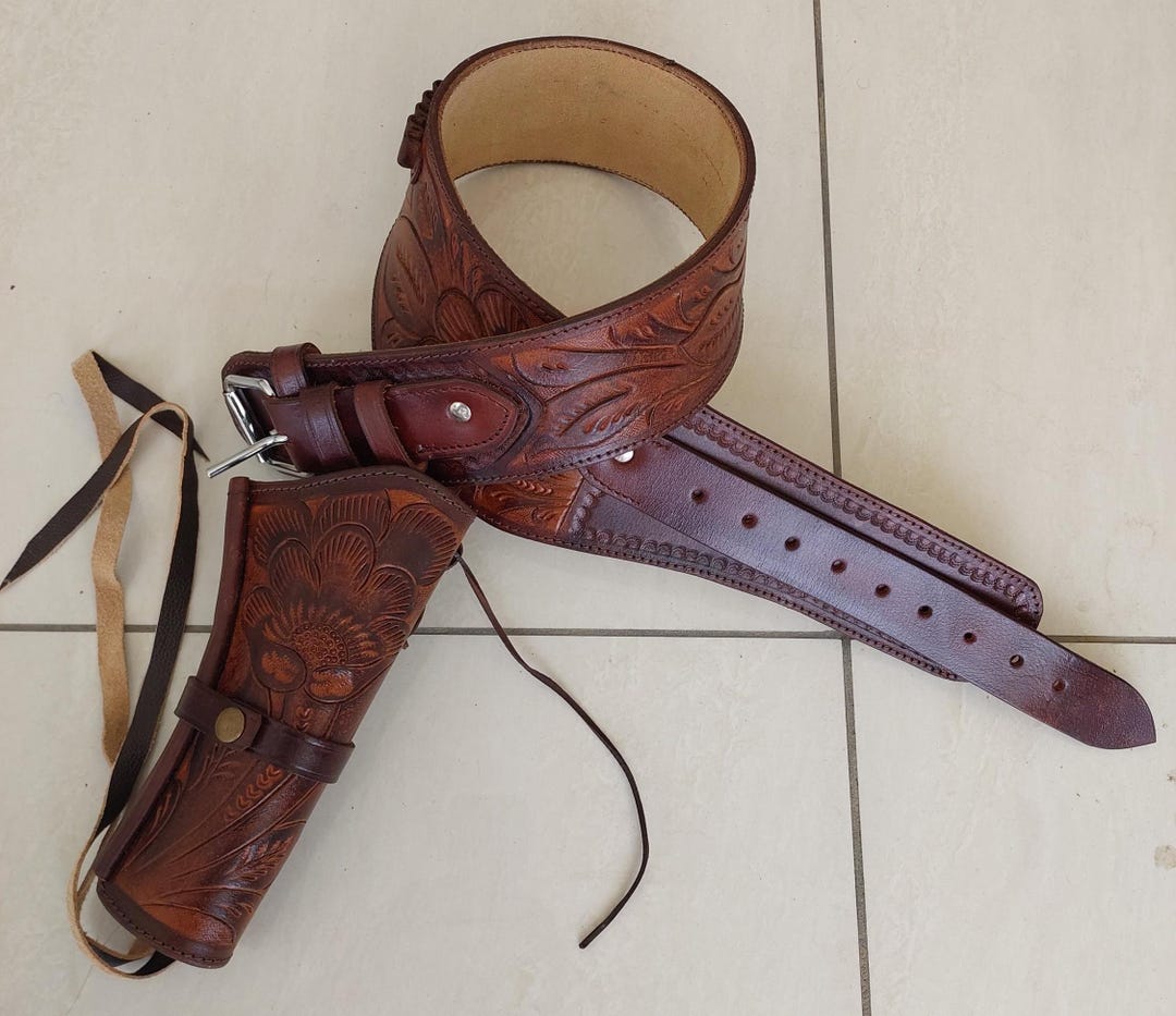 Gun Holster Belt Old West Custom Genuine Leather Handmade Western ...