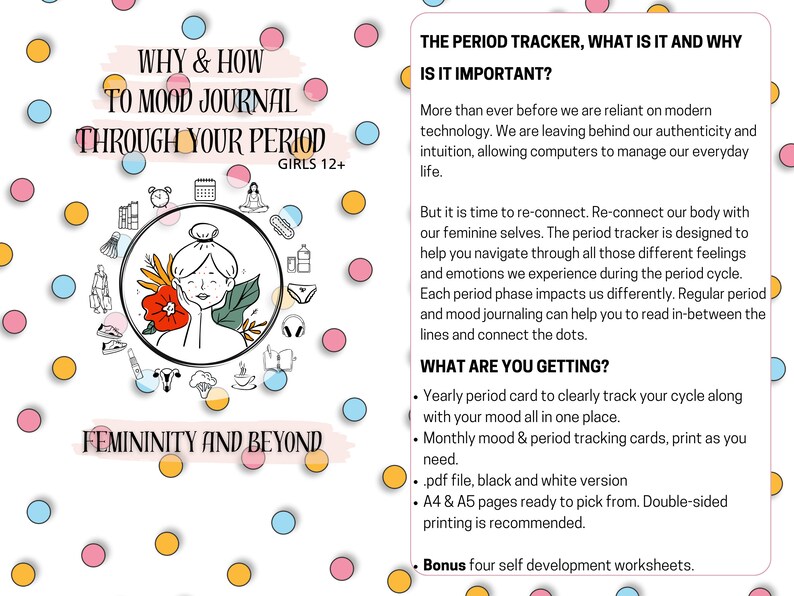 Daily Mood Tracker, Period Tracker, Printable Period Calendar, Period ...