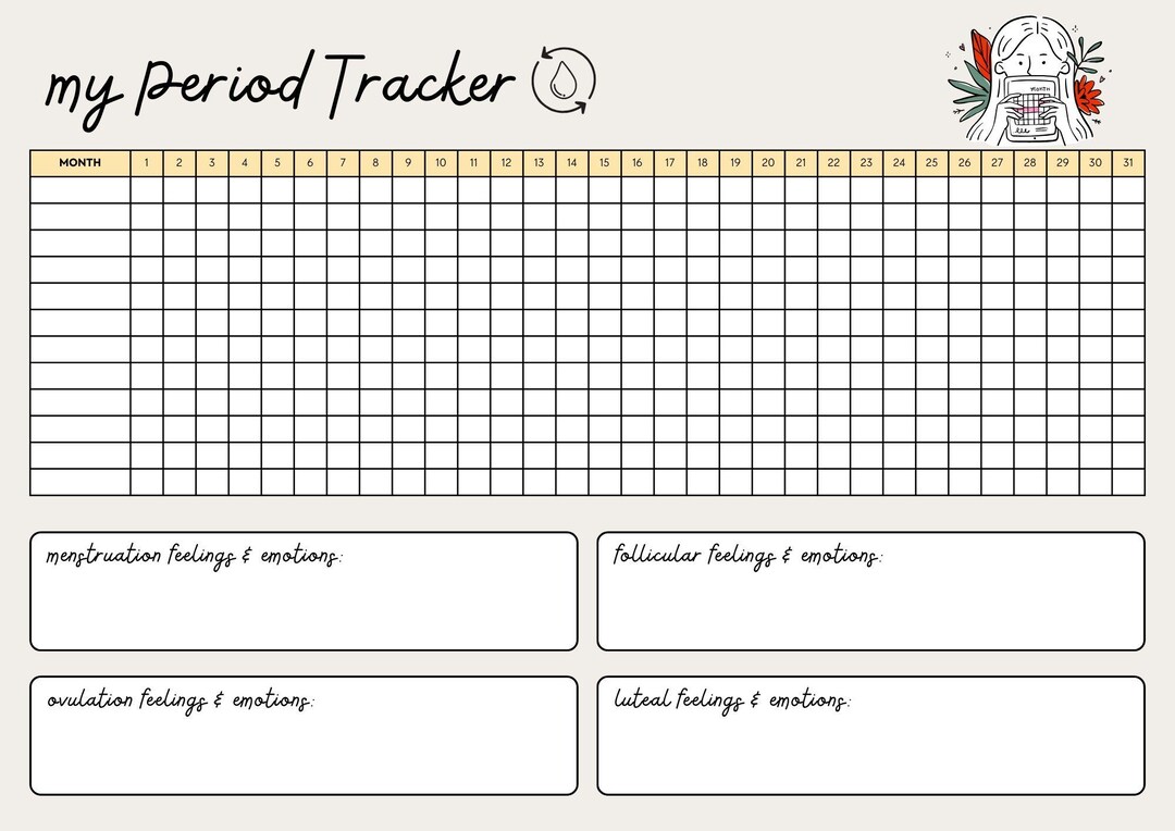 Period Tracker, Menstruation Tracker, Period Tracker Printable, Period ...