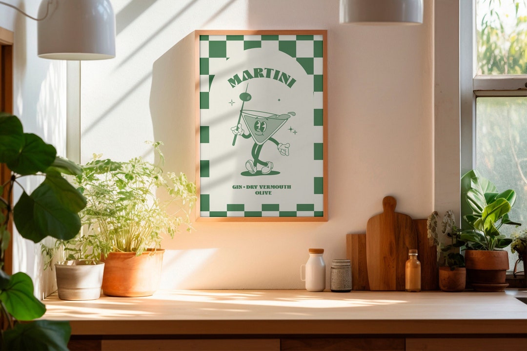 Retro Cartoon Martini Cocktail Print - Etsy
