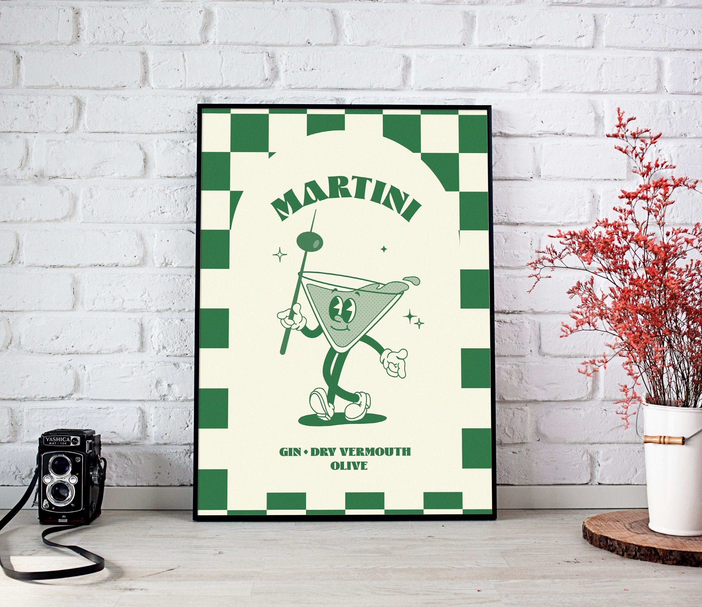 Retro Cartoon Martini Cocktail Print - Etsy