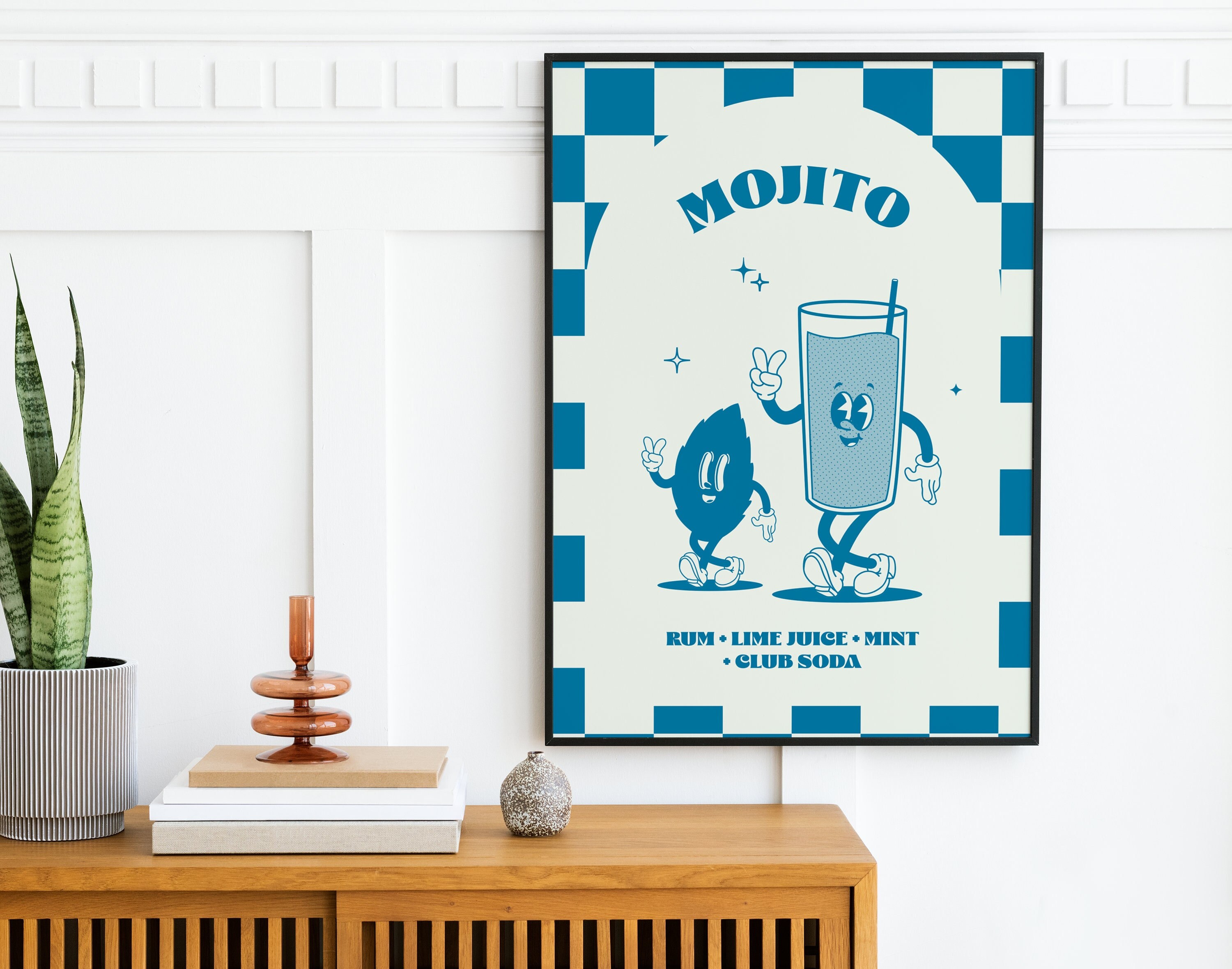 Retro Cartoon Mojito Cocktail Print - Etsy