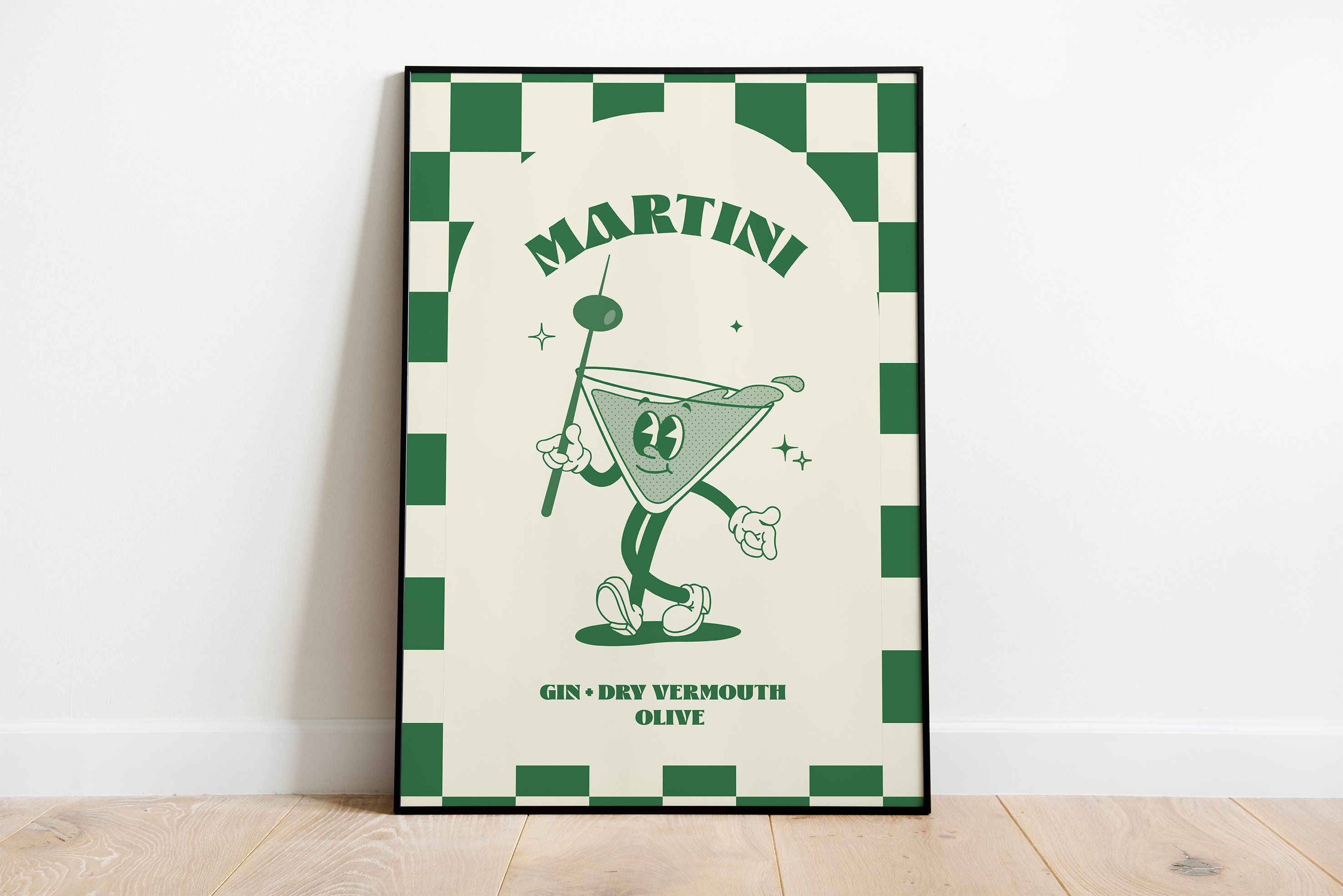 Retro Cartoon Martini Cocktail Print - Etsy