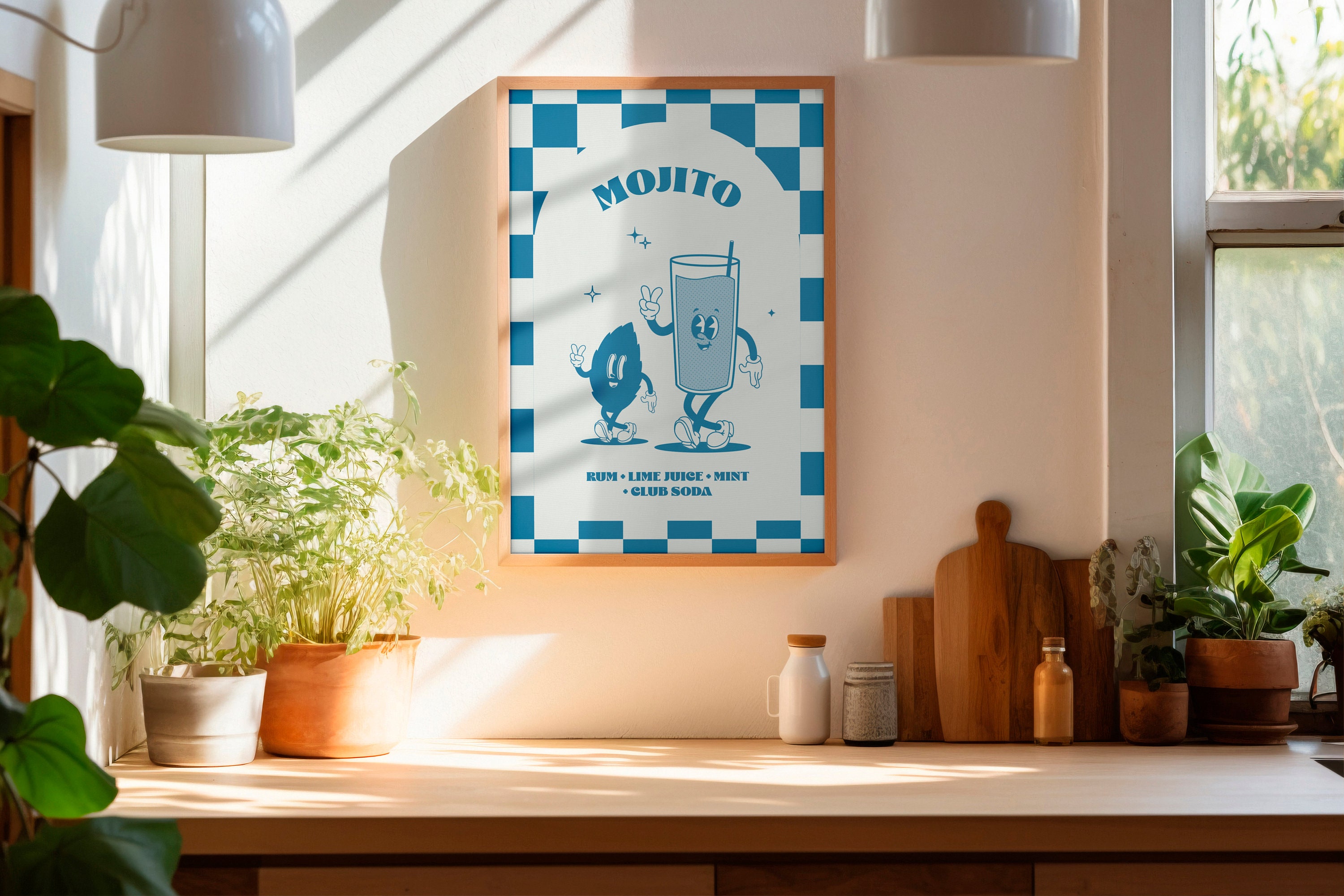 Retro Cartoon Mojito Cocktail Print - Etsy