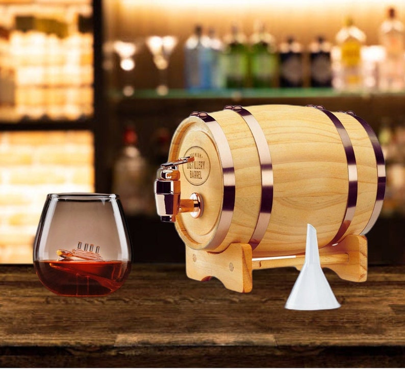 Refinery Wooden Keg Whiskey Barrel Decanter Beer Wine Drinking - Etsy