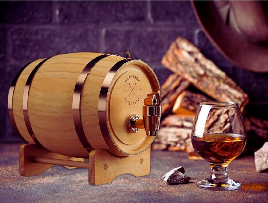Refinery Wooden Keg Whiskey Barrel Decanter Beer Wine Drinking - Etsy