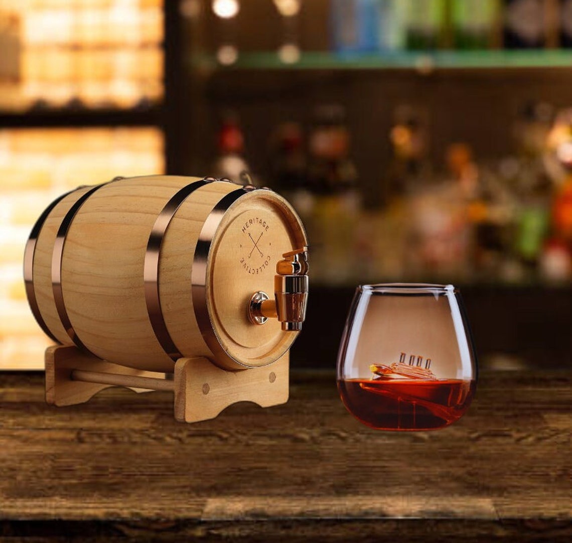 Refinery Wooden Keg Whiskey Barrel Decanter Beer Wine Drinking - Etsy