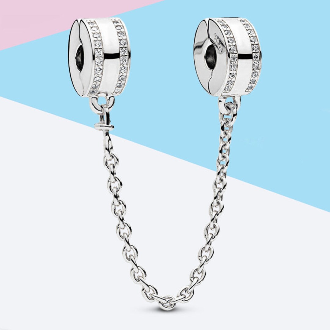 Silver Cz Pandora Logo Sparkling Safety Chain - Etsy
