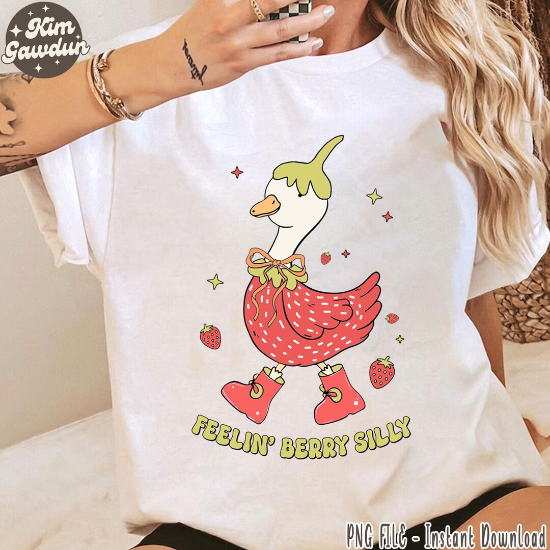 Strawberry Summer Goose Png, Silly Goose Png, Groovy Pastel Summer ...