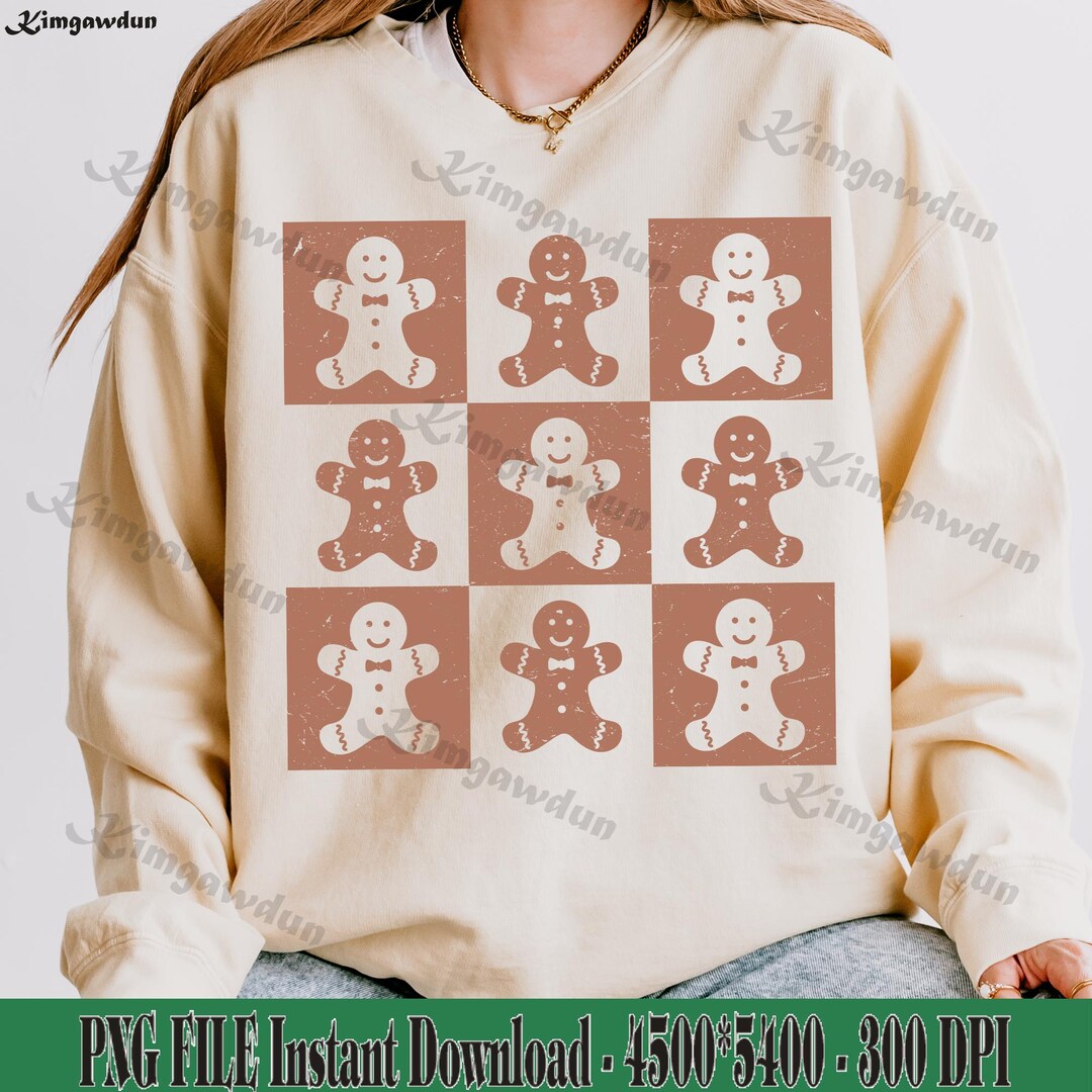 Retro Checkered Gingerbread Man PNG, Trendy Distressed Christmas PNG ...