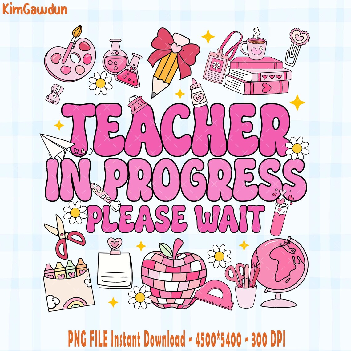 Teacher in Progress Please Wait Png, Valentine Teacher Png, Retro ...