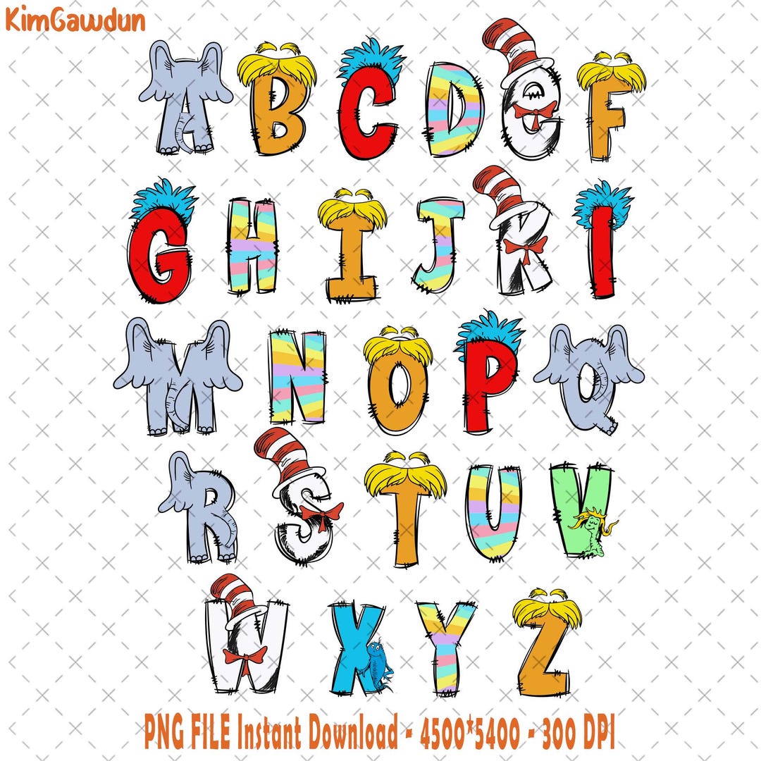 Alphabet Dr Seuss Regular Png, Dr Seuss Day Png, Dr Seuss Png, Cat in ...
