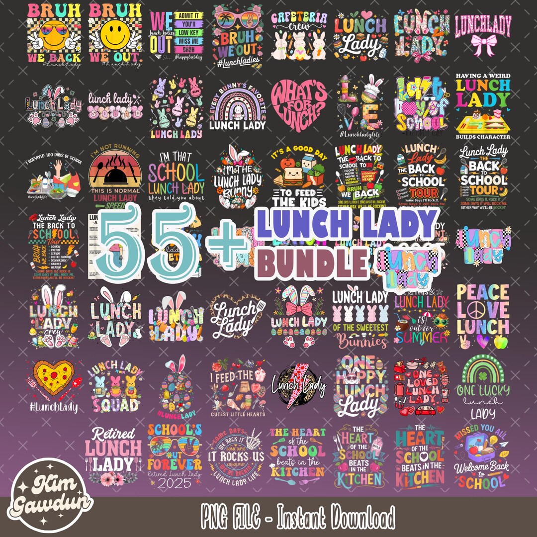 50+ Lunch Lady PNG Bundle, Back to School Preppy Style Design, Cute ...