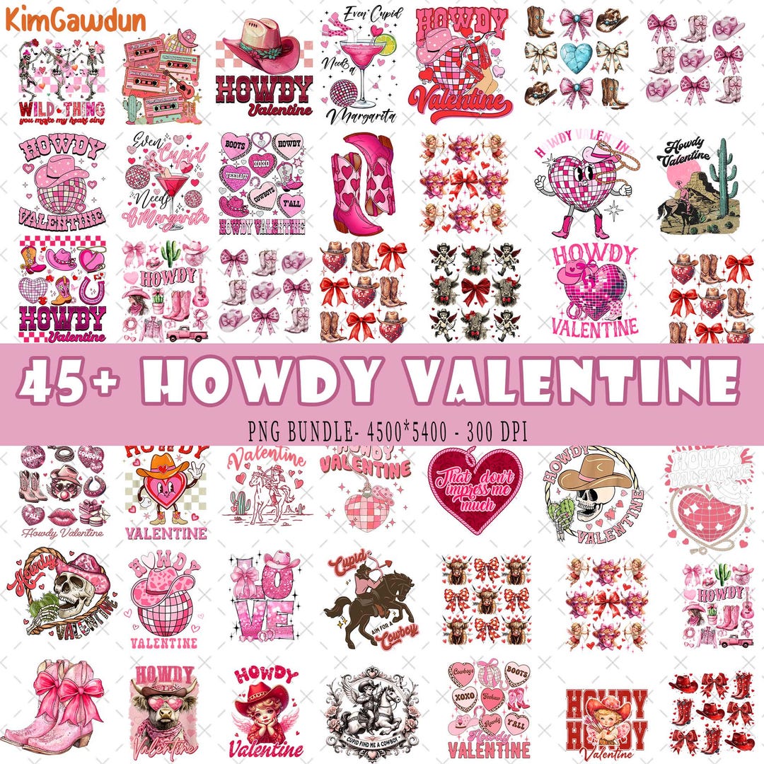 Western Valentine PNG Bundle, Coquette Bow Howdy, Honey Valentine Vibes ...