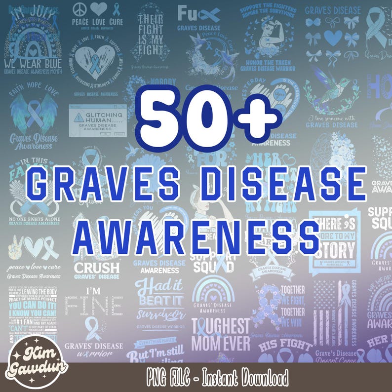 50++ Graves Disease Awareness PNG Bundle, Light Blue Ribbon Warrior ...
