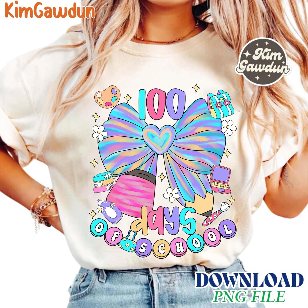 100 Days of School Coquette PNG, Teacher 100 Days Bracelet Png ...