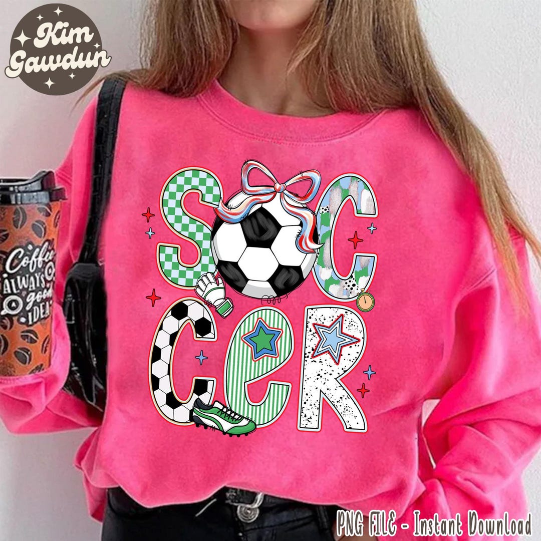 Glitter Soccer Png, Game Day Png, Coquette Soccer Png Shirt Design ...