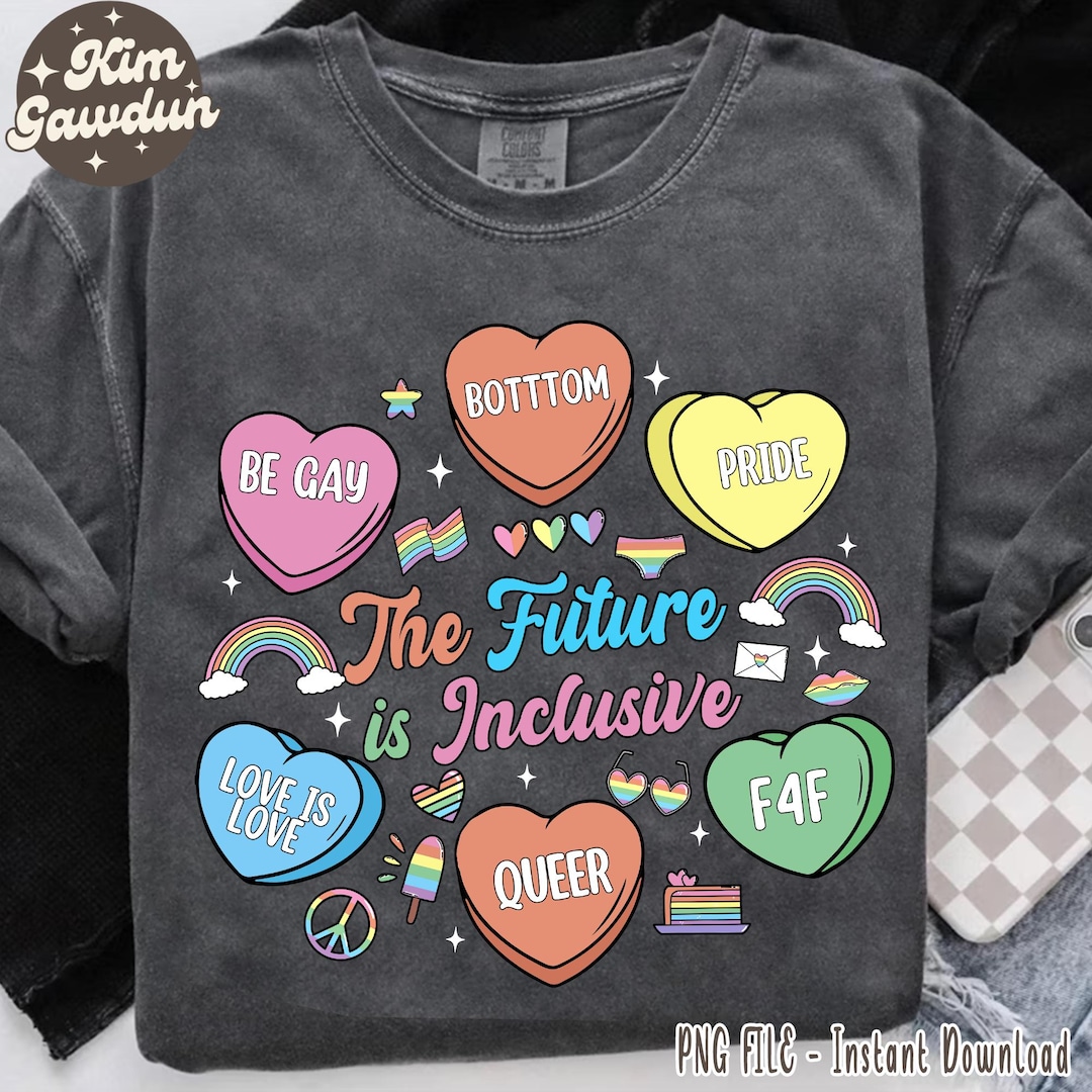 The Future is Inclusive Candy Heart Png, Rainbow LGBTQ Pride Flag, Gay ...