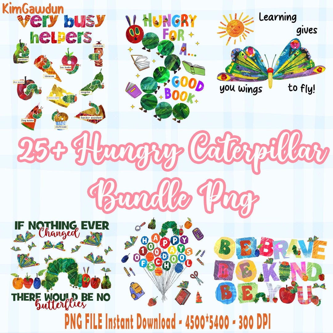 25+ the Very Hungry Caterpillar Png Bundle, Book Lover Png, Children ...