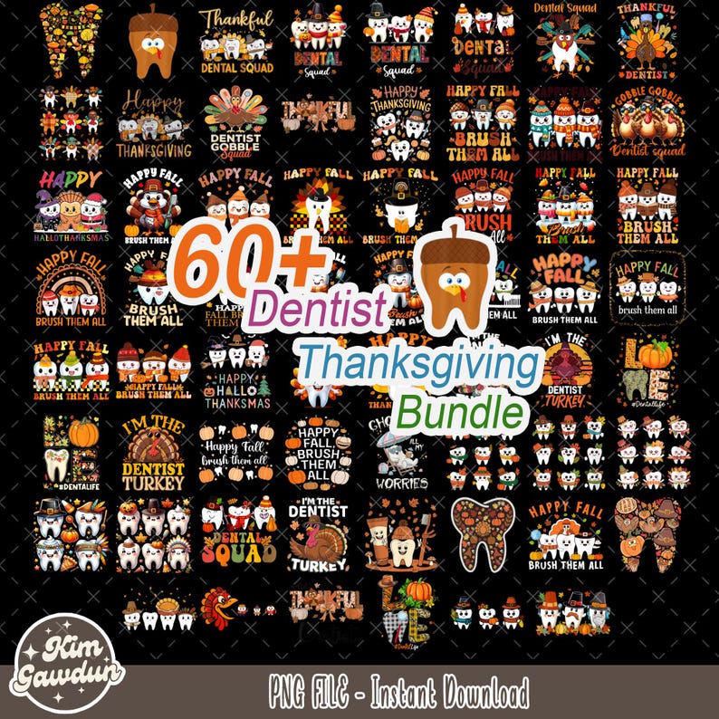 60+ Dentist Thanksgiving PNG Bundle | Funny Dental Fall Clipart for ...