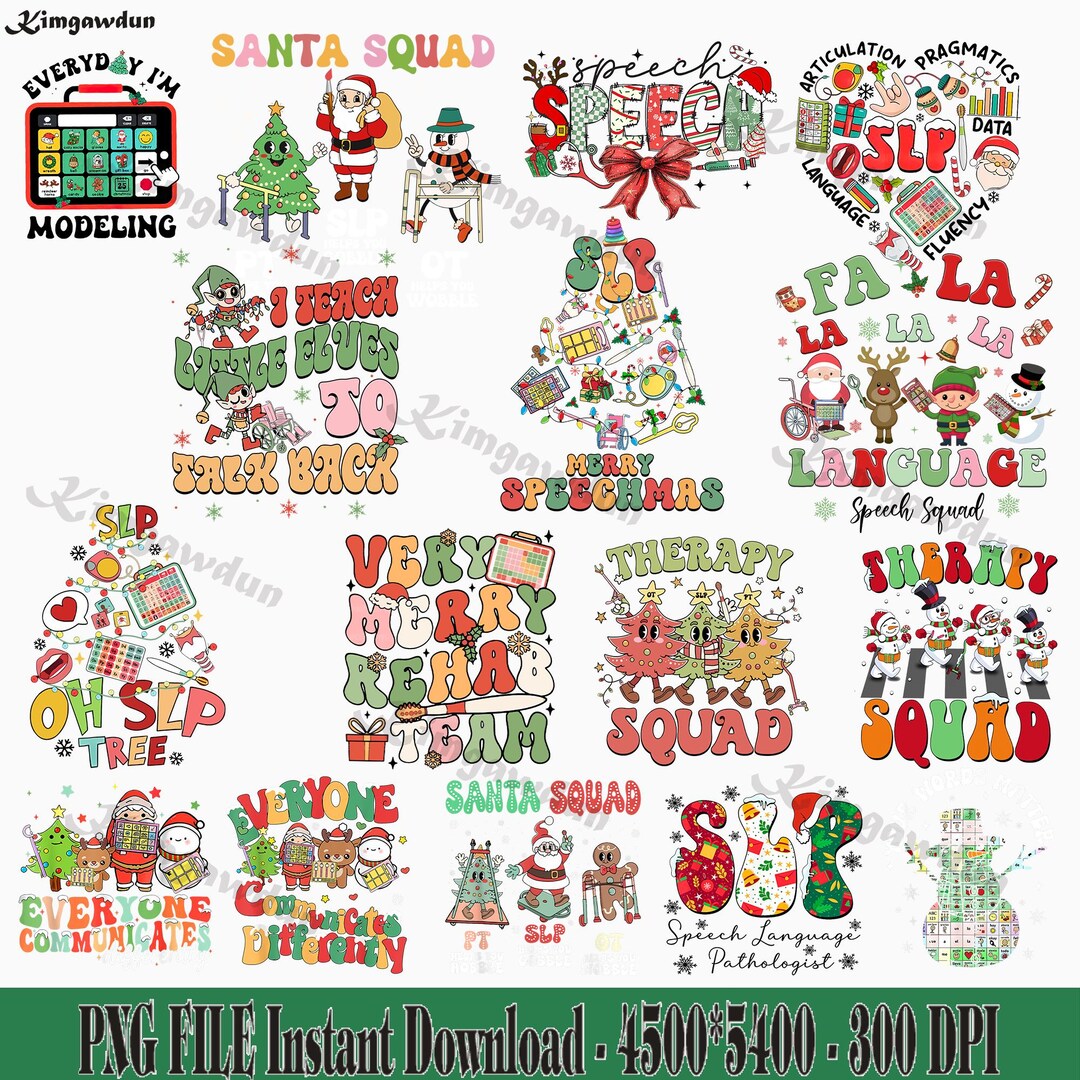 16 Speech Therapy Christmas PNG Bundle, Speech Language Pathologist SLP ...