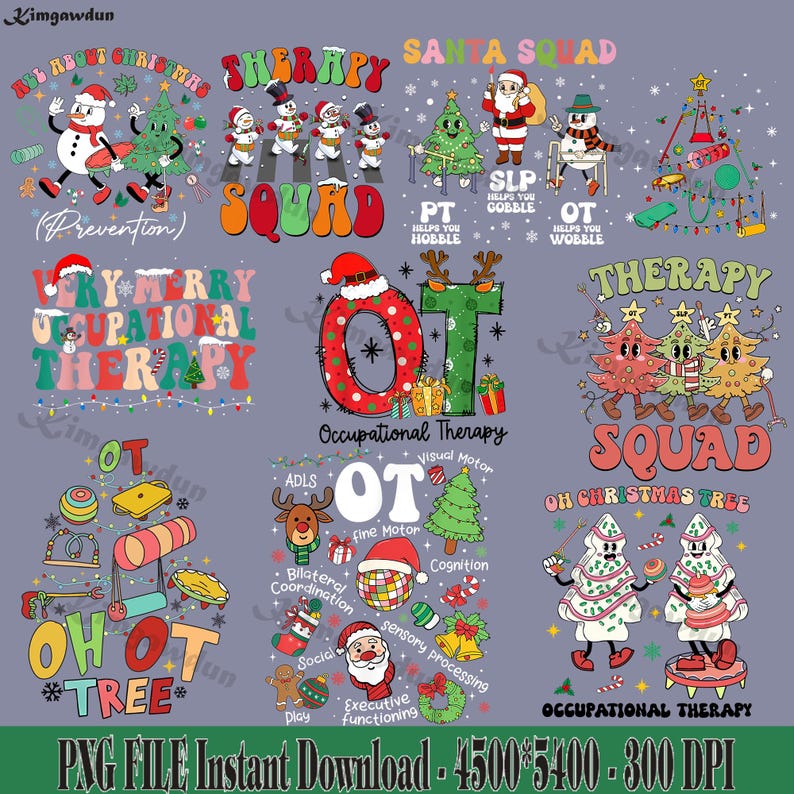10 Occupational Therapy Christmas PNG Bundle, Occupational Therapist ...