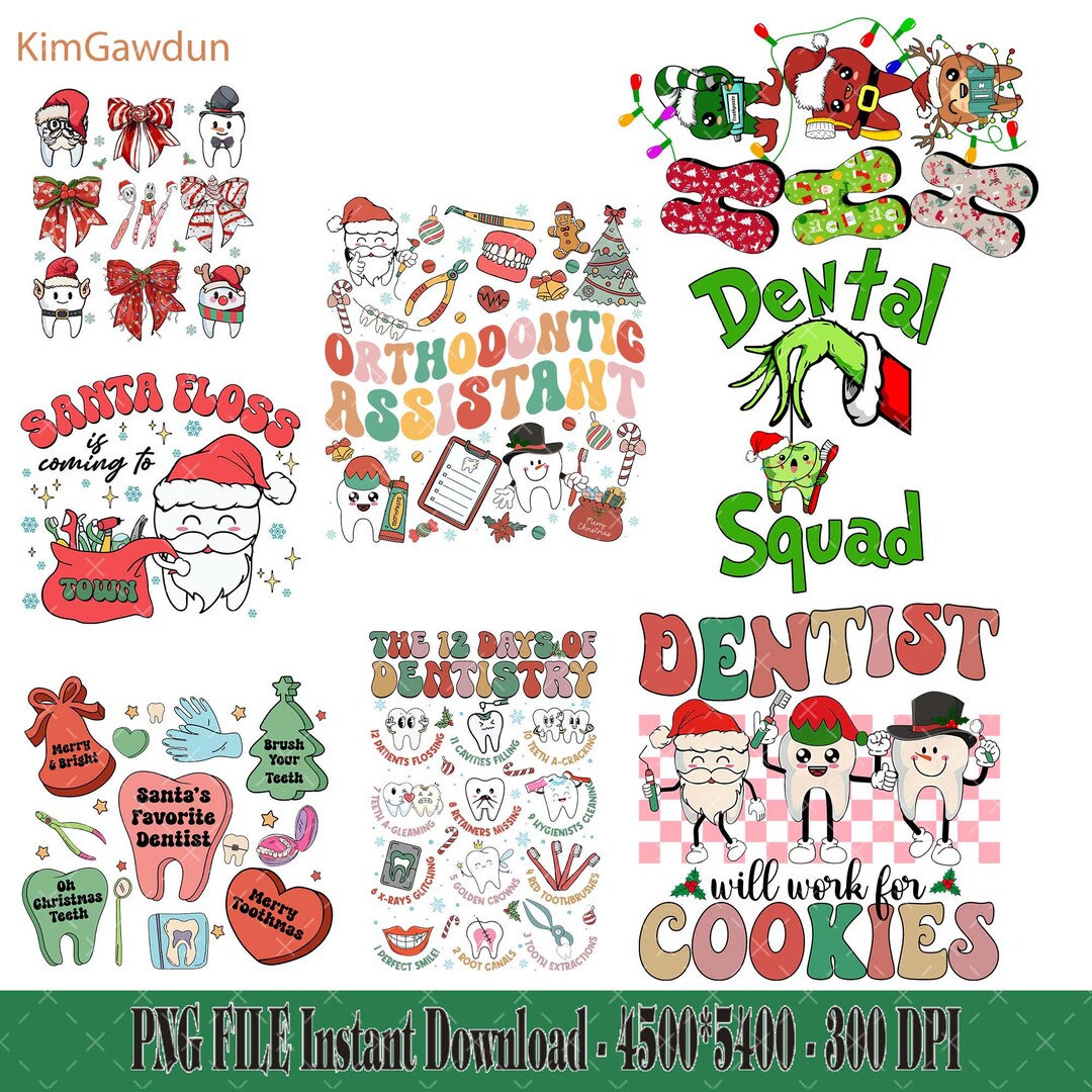 8 File Dentist Christmas Bundle PNG, Bundle Digital, Dental Christmas ...