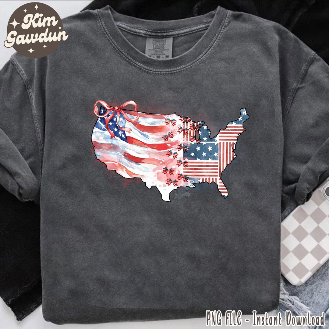 Preppy America USA Map PNG, Preppy 4th of July Png, America Png, Floral ...