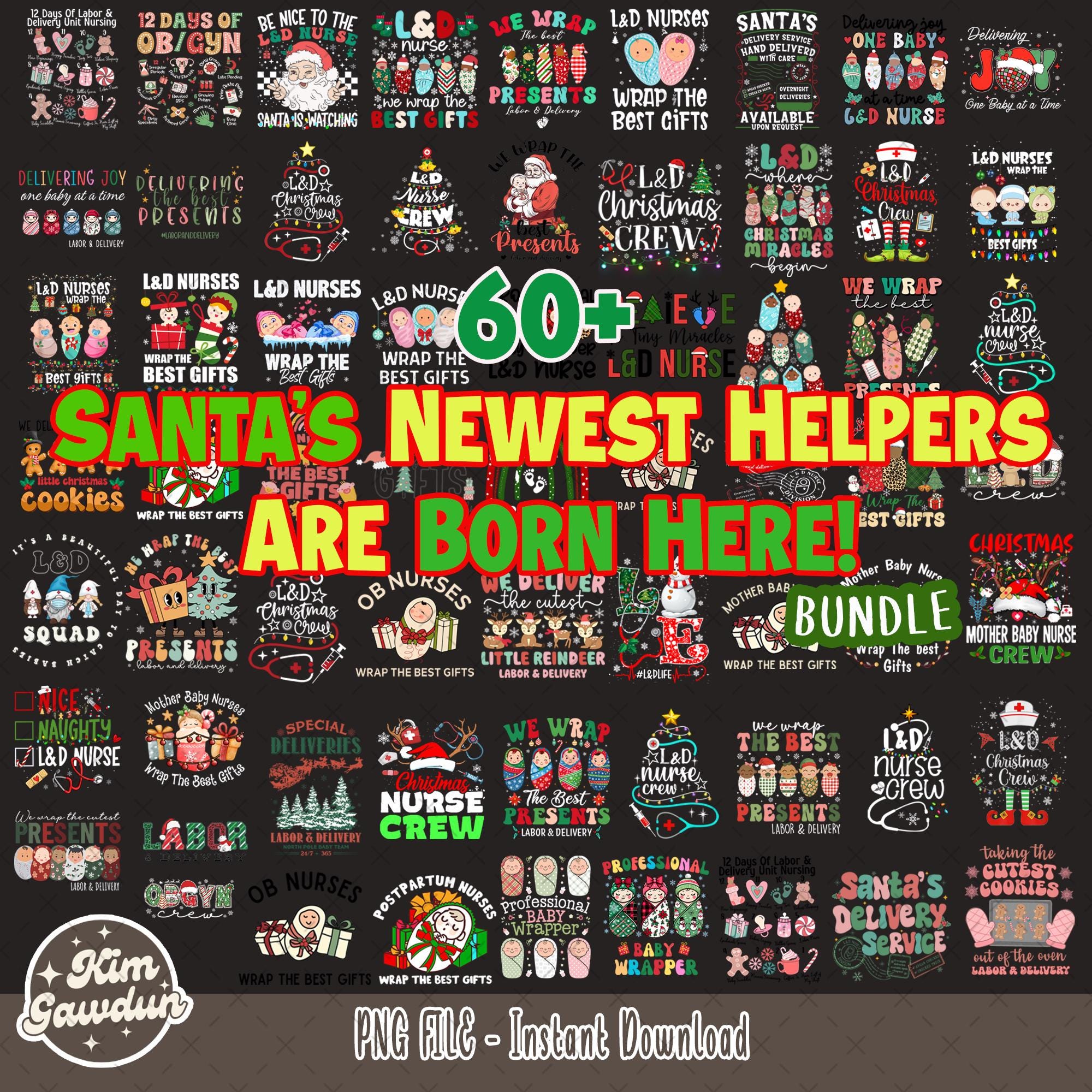 60++ Labor and Delivery Christmas PNG Bundle Proffessional Baby Wrapper ...