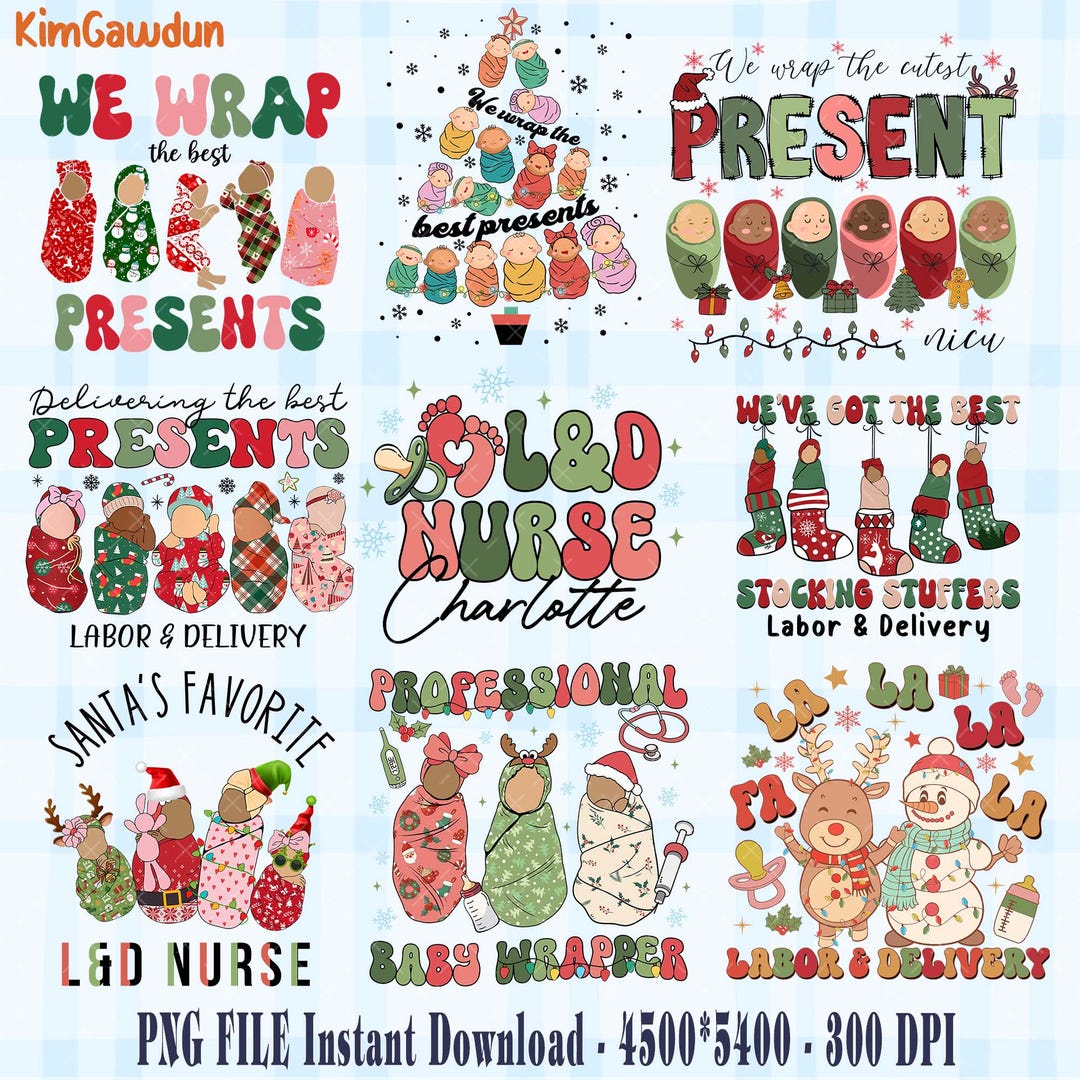 10++ Labor and Delivery PNG Bundle, Nurse Christmas PNG Bundle ...