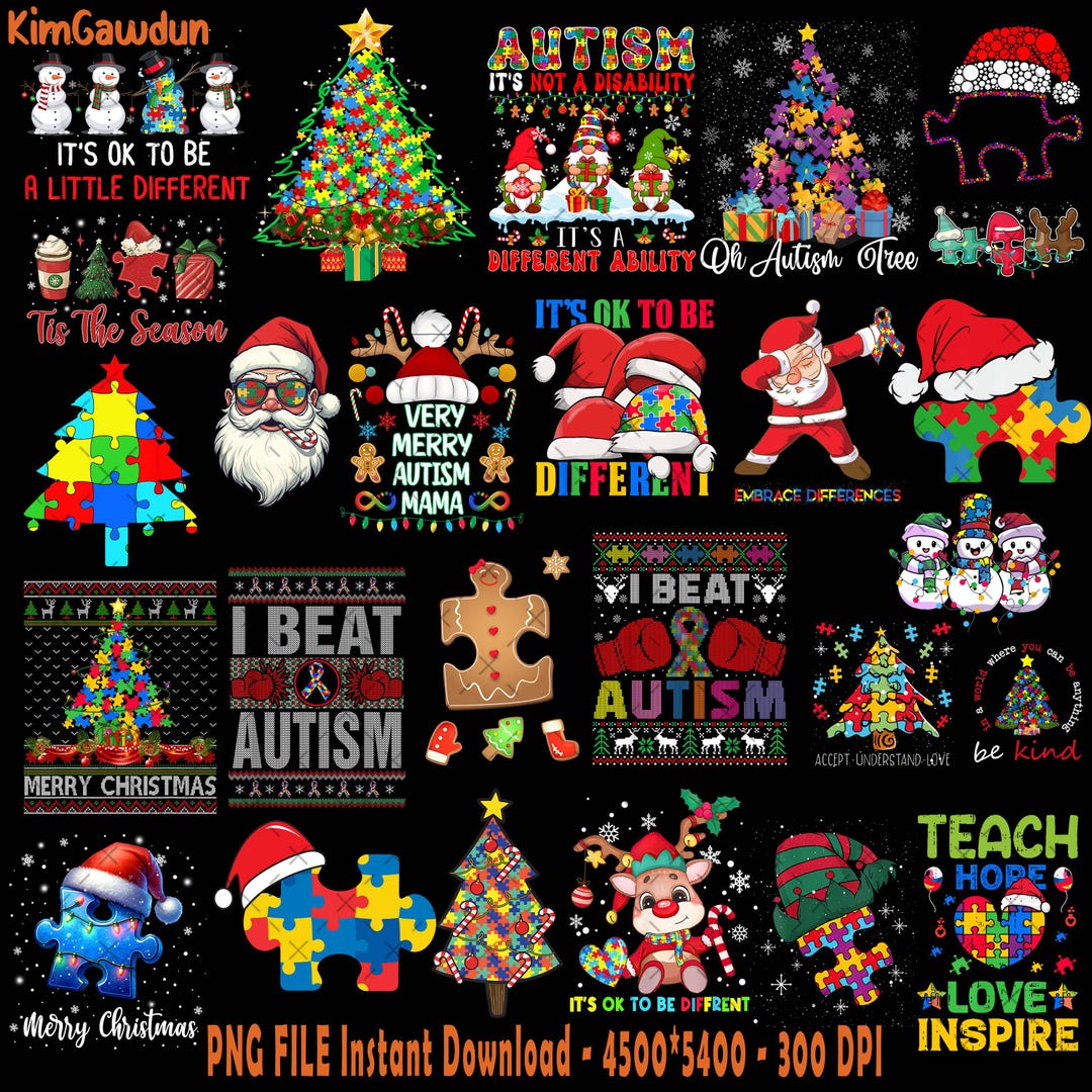 70autism Christmas Png, Be Different Png,autism Awareness Png,puzzle ...