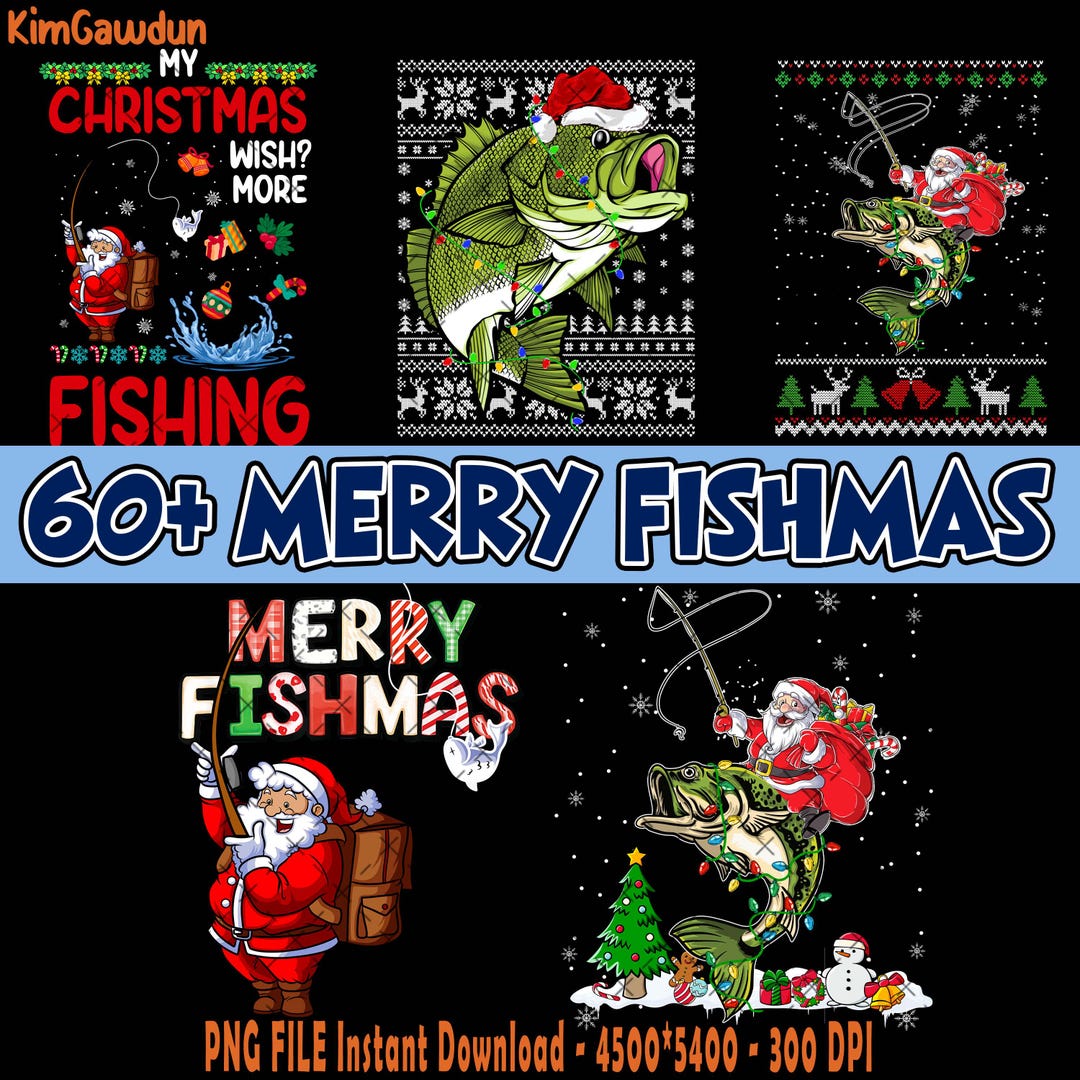 60+ Merry Fishmas PNG, Santa Fishing Png, Funny Christmas Png, Retro ...
