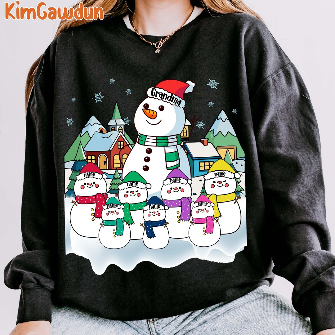 Personalized Grandma Snowman Png, Custom Cozy Snowman Png, Add ...