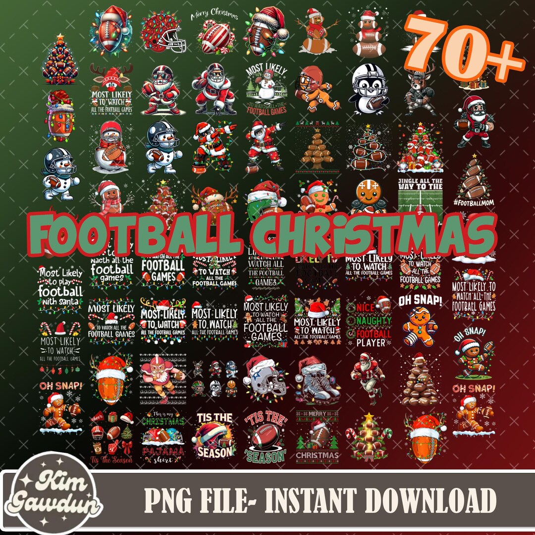 70 Christmas Sports Football PNG Bundle, Cozy Winter Player PNG ...